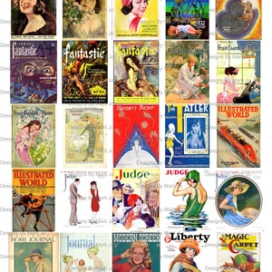 Vintage Magazine Covers | 100 Old Magazine Covers on Four 8.5 X 11 Inch ...