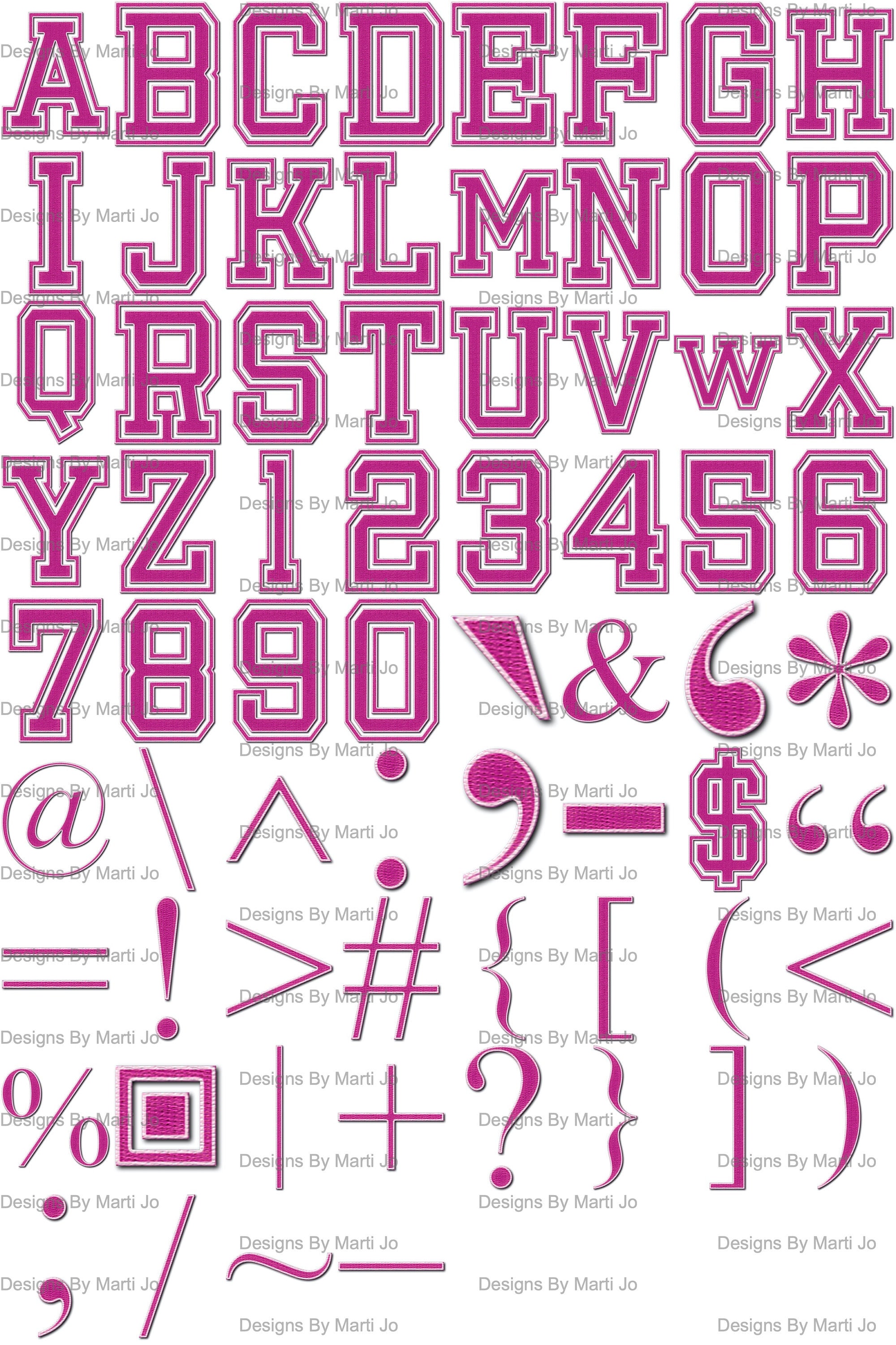 Instant Download Clipart Dark Pink Varsity Letters Digital Clipart ...