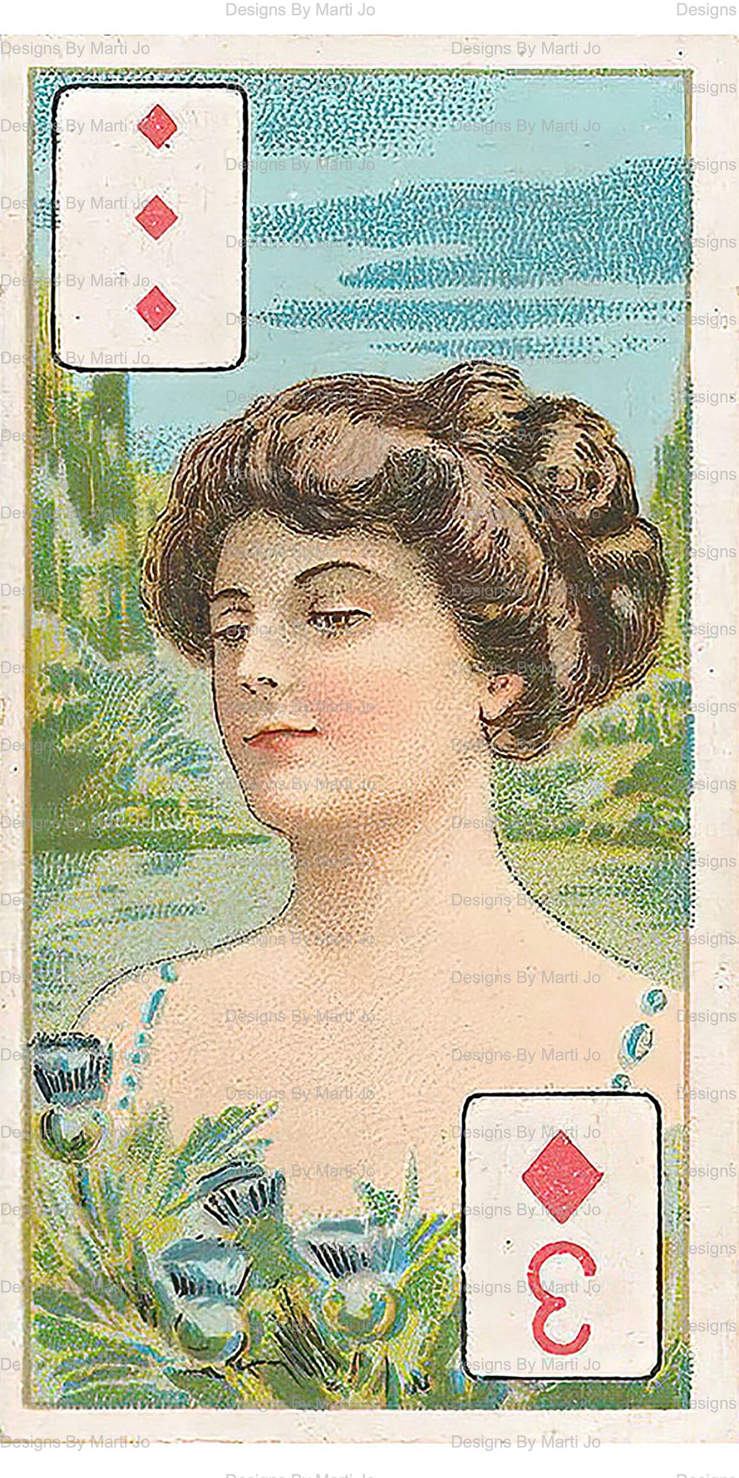 Vintage Women Playing Cards Clipart | Printable Vintage Card Deck ...
