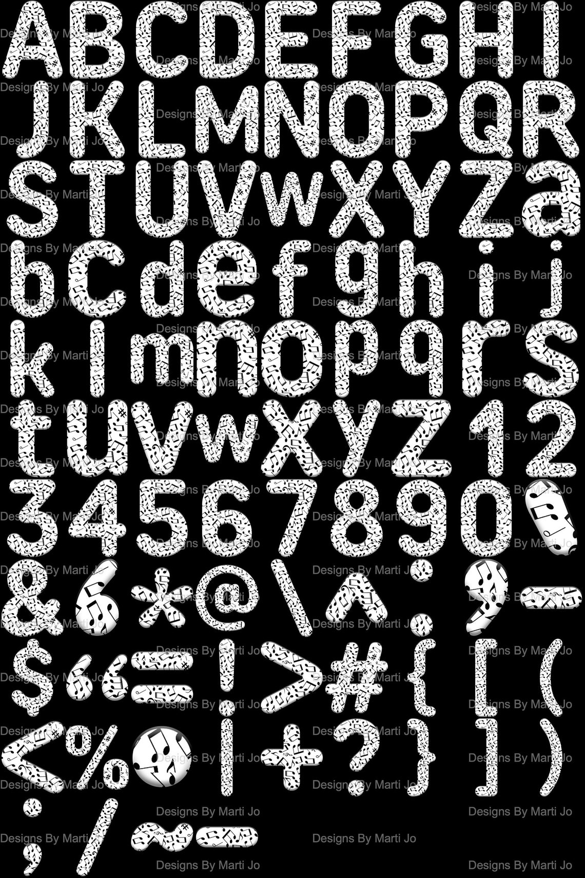 Musical Note Alphabet Printable Musical Note Letters - Etsy