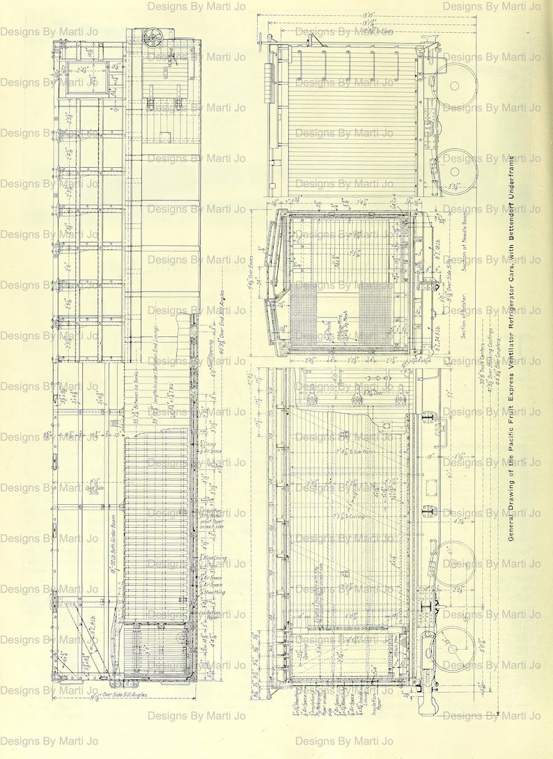 Vintage Train Drawings Paper Set 21 Vintage Printable JPG - Etsy
