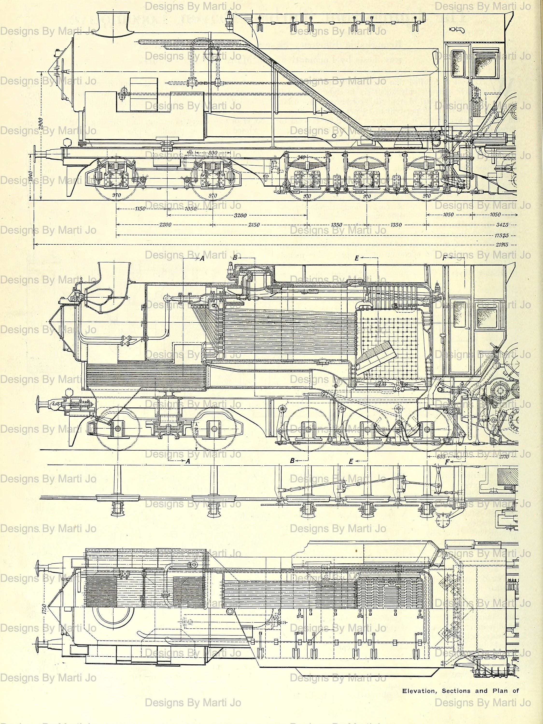 Vintage Train Drawings Paper Set 21 Vintage Printable JPG - Etsy