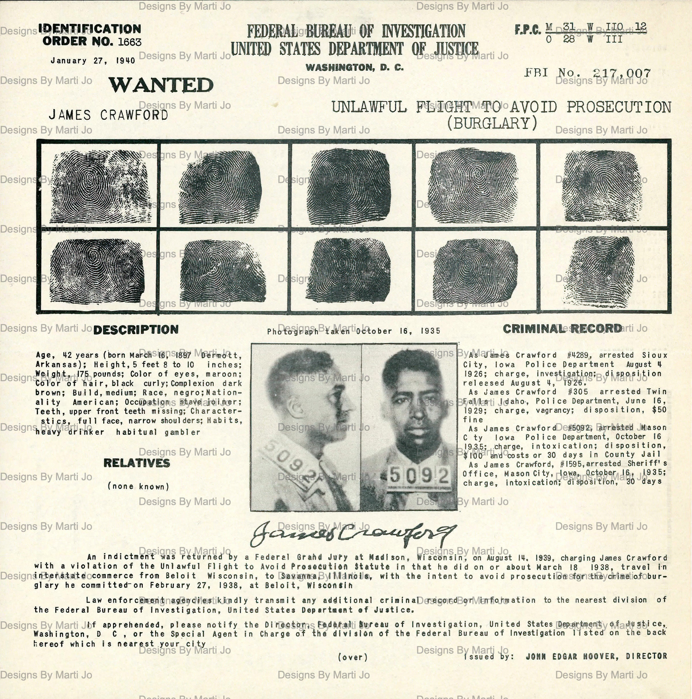 Vintage FBI Most Wanted Posters Set 1 | 35 Printable FBI Post Office ...