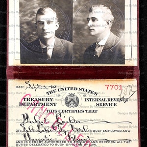 Vintage Federal Agent Identity Cards | 50 Printable Government Photo ID ...
