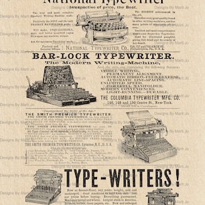 Vintage Typewriter Ads Overlays | 10 Vintage Advertisements Transparent ...