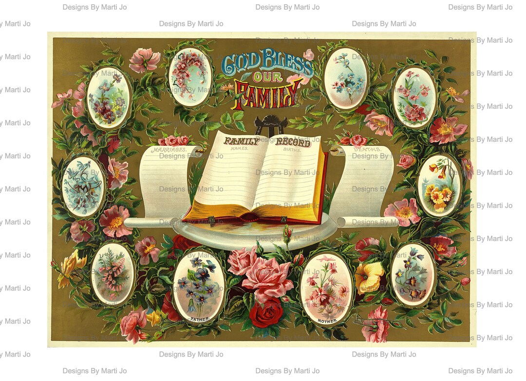 Vintage Family Register Chart | Antique Family Record Template ...