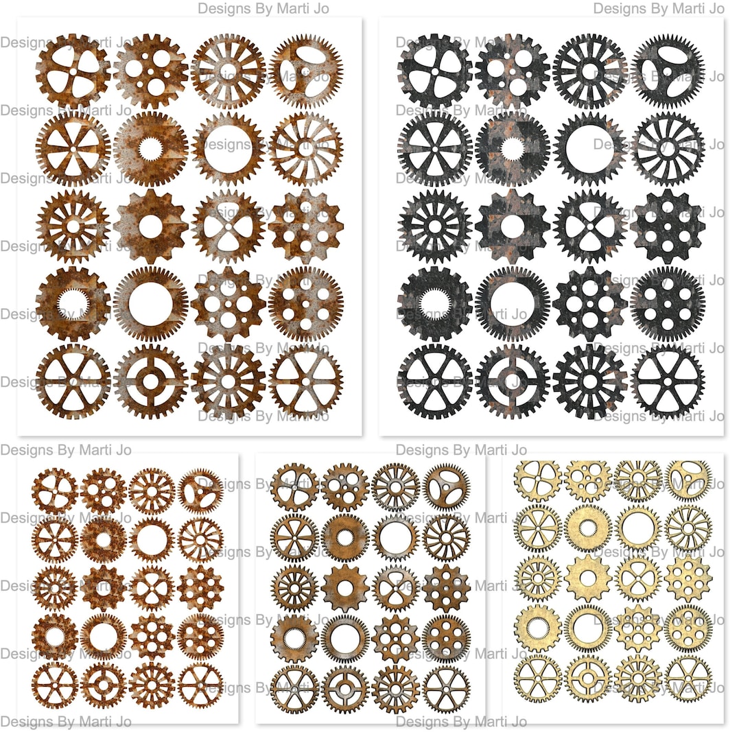 Vintage Gears | 20 Steampunk Style Gears in 5 Different Styles | VC144 ...