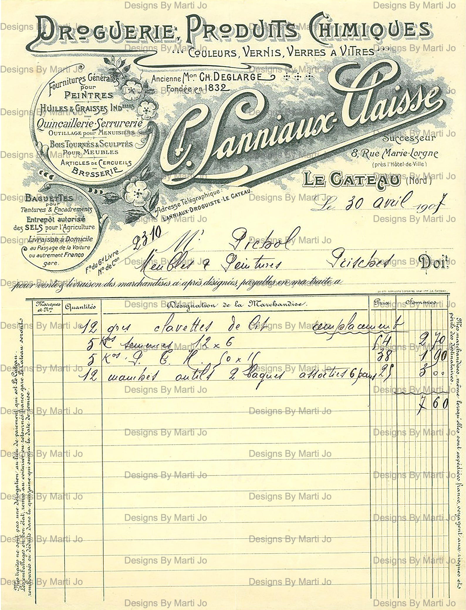 Vintage French Invoices (facture) | 13 Old Business Paperwork Ephemera ...