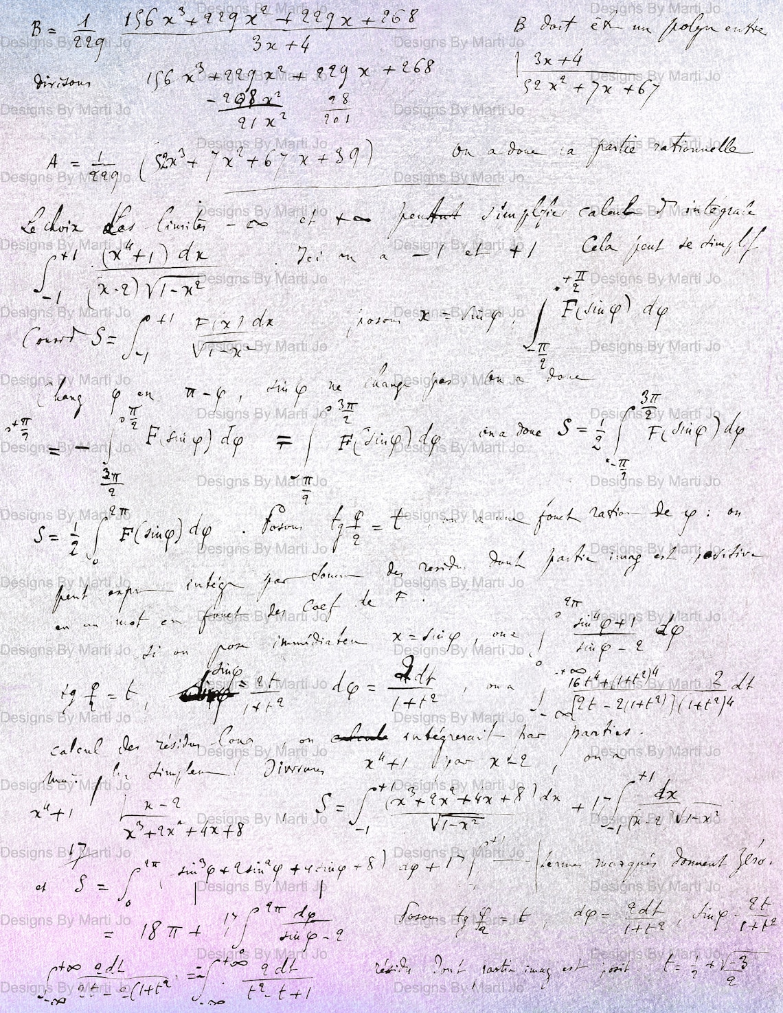Vintage French Math Notes Overlays | 10 Mathematics Formulas Junk ...