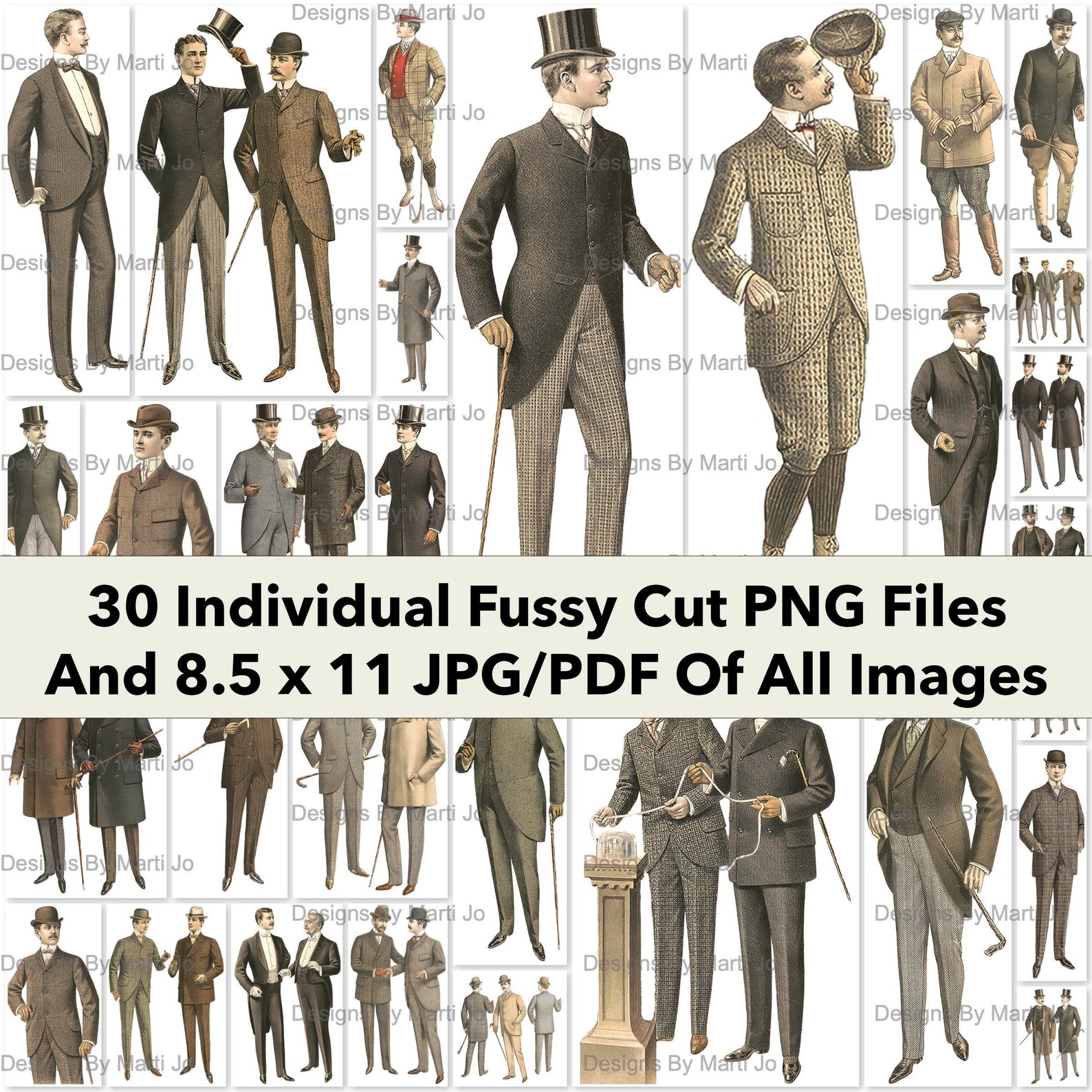 Vintage 1898 Fussy Cut Gentleman Fashion Images 30 Victorian Men's ...
