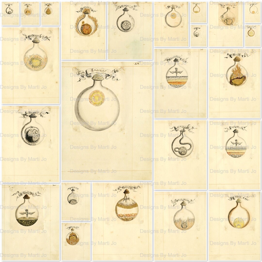 24 Vintage Alchemy Printable JPG Pages Vintage Junk Journal - Etsy