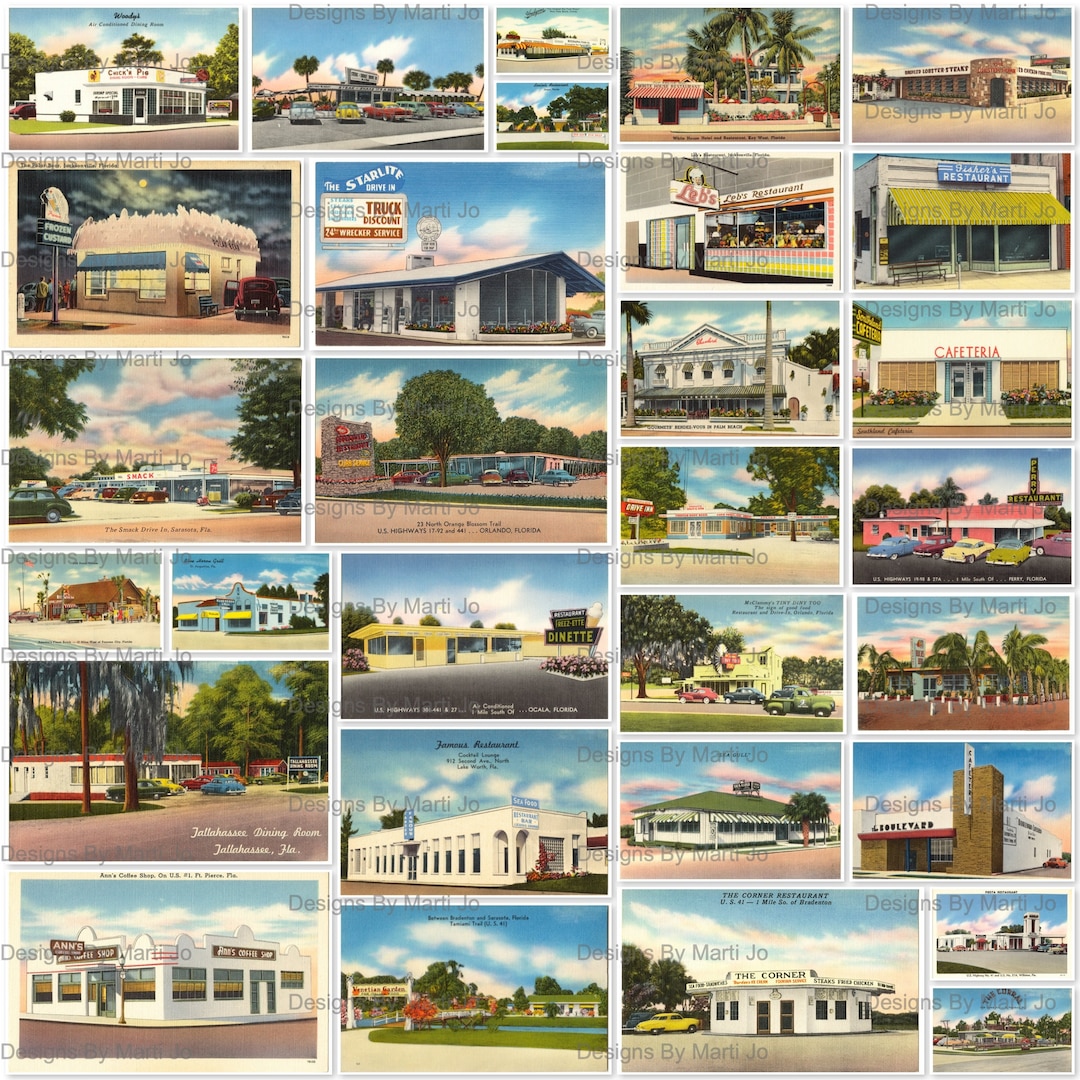 Vintage Florida Restaurant Postcards From 1930s - 1940s | 30 JPG Files ...