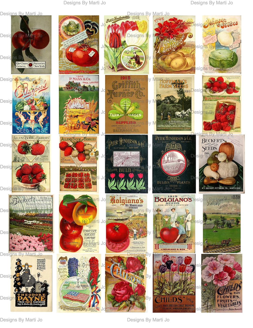 Vintage Seed Catalog Cover Set | 50 Covers on Two 8.5 X 11 JPG and PDF Files | Instant Digital ...