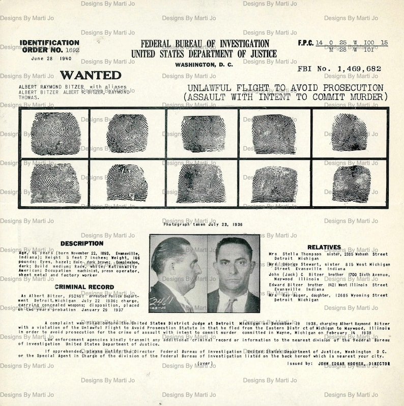 Vintage FBI Most Wanted Posters Set 1 | 35 Printable FBI Post Office ...