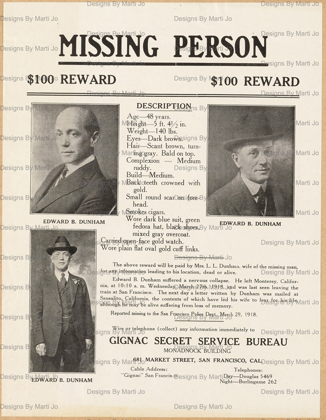 Vintage Missing Person Reward Posters | 50 Printable Jpgs | True Crime ...