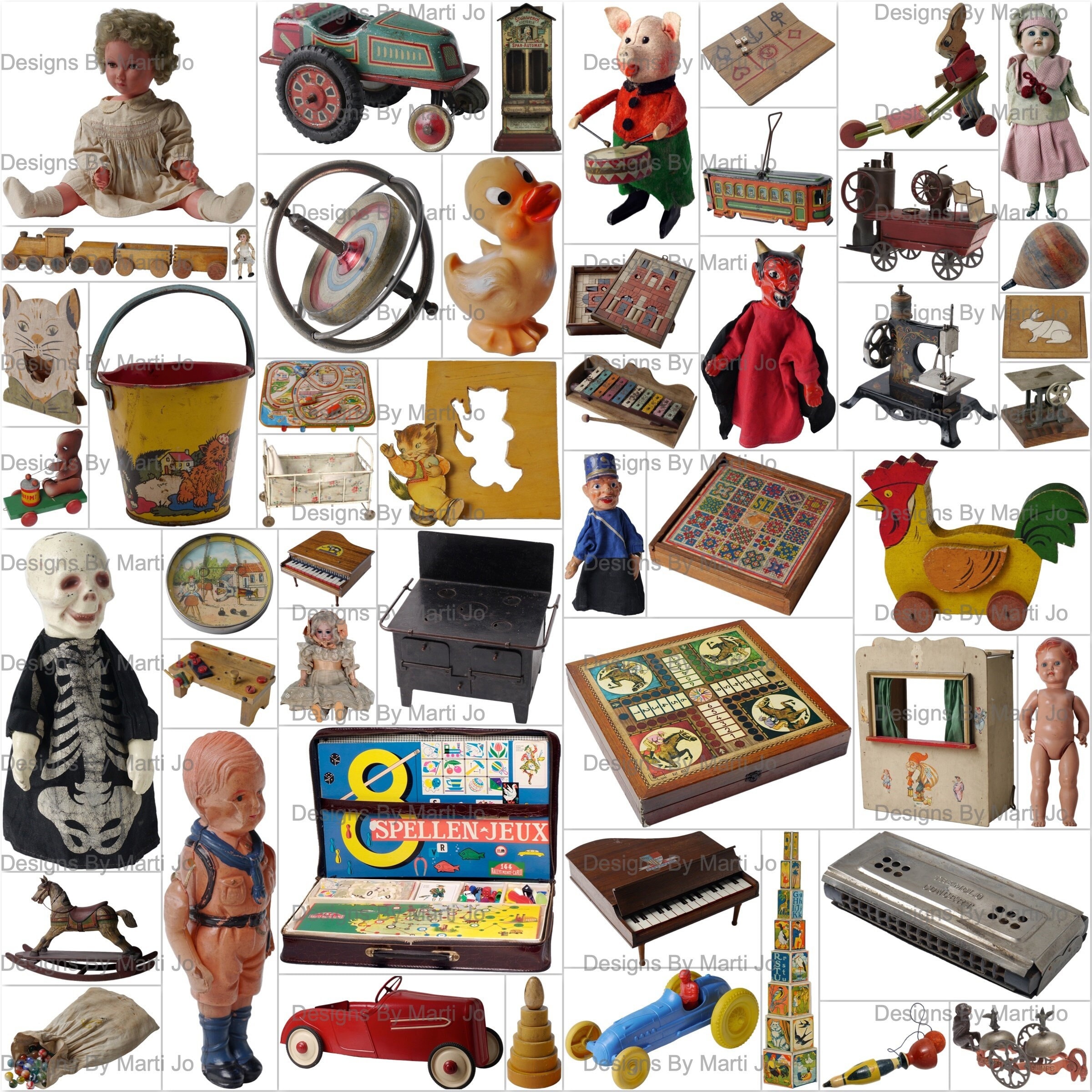 Vintage Fussy Cut Toys Clipart Set 1 50 Individual Printable - Etsy