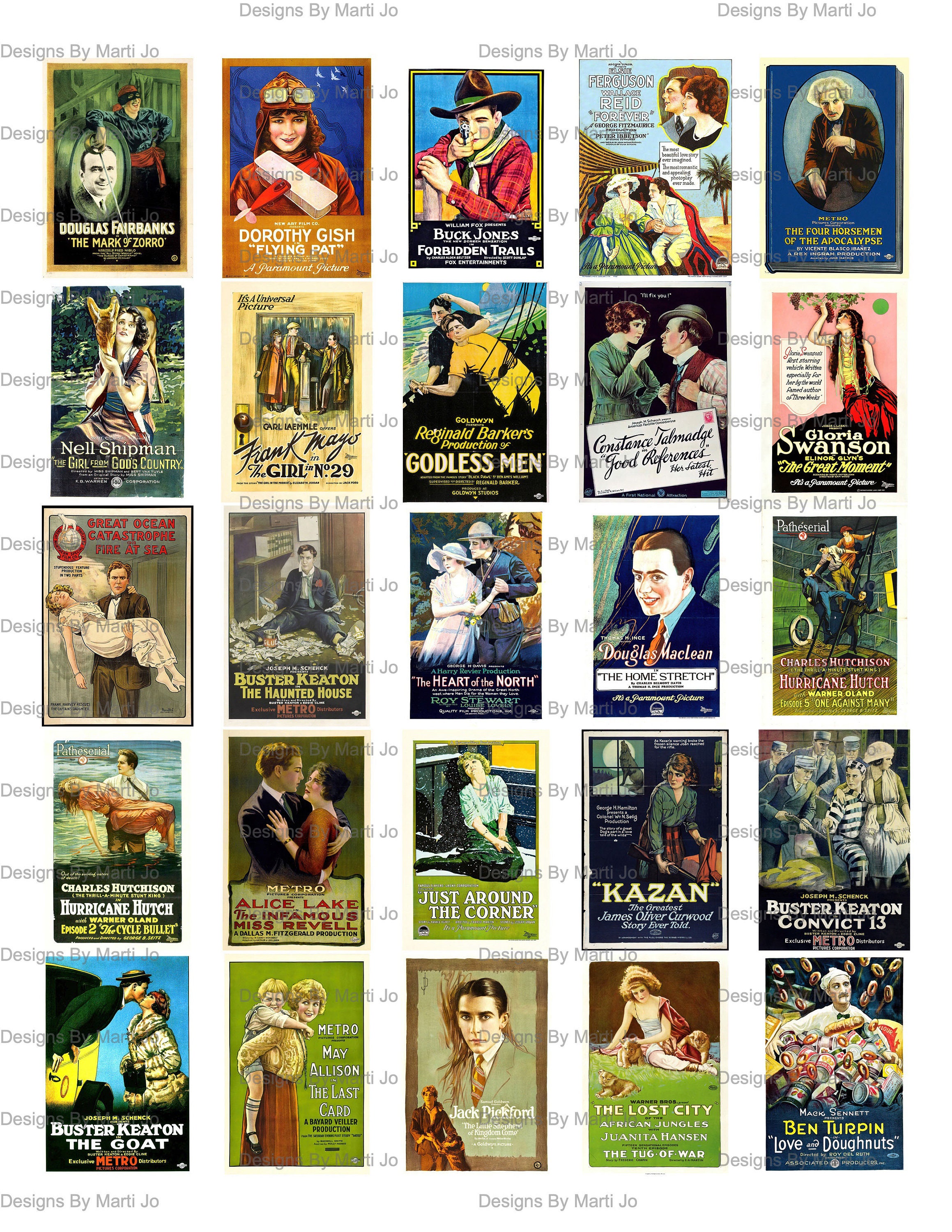 Vintage Movie Posters Set 2 | 100 Individual Antique Lobby Posters From ...