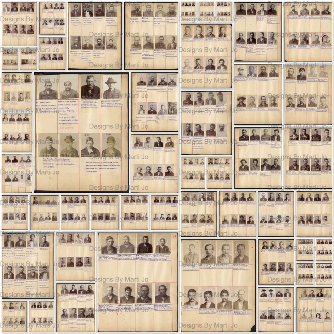 Vintage Mugshot Crime Scrapbook Pages | 50 Criminal Record Jpgs With ...