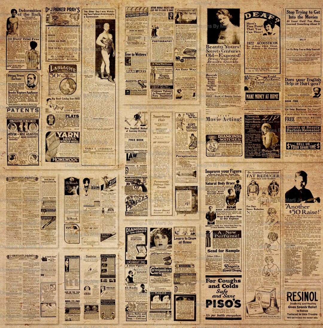 Vintage Ads Overlays Set 1 | 10 Vintage Magazine Advertisement ...