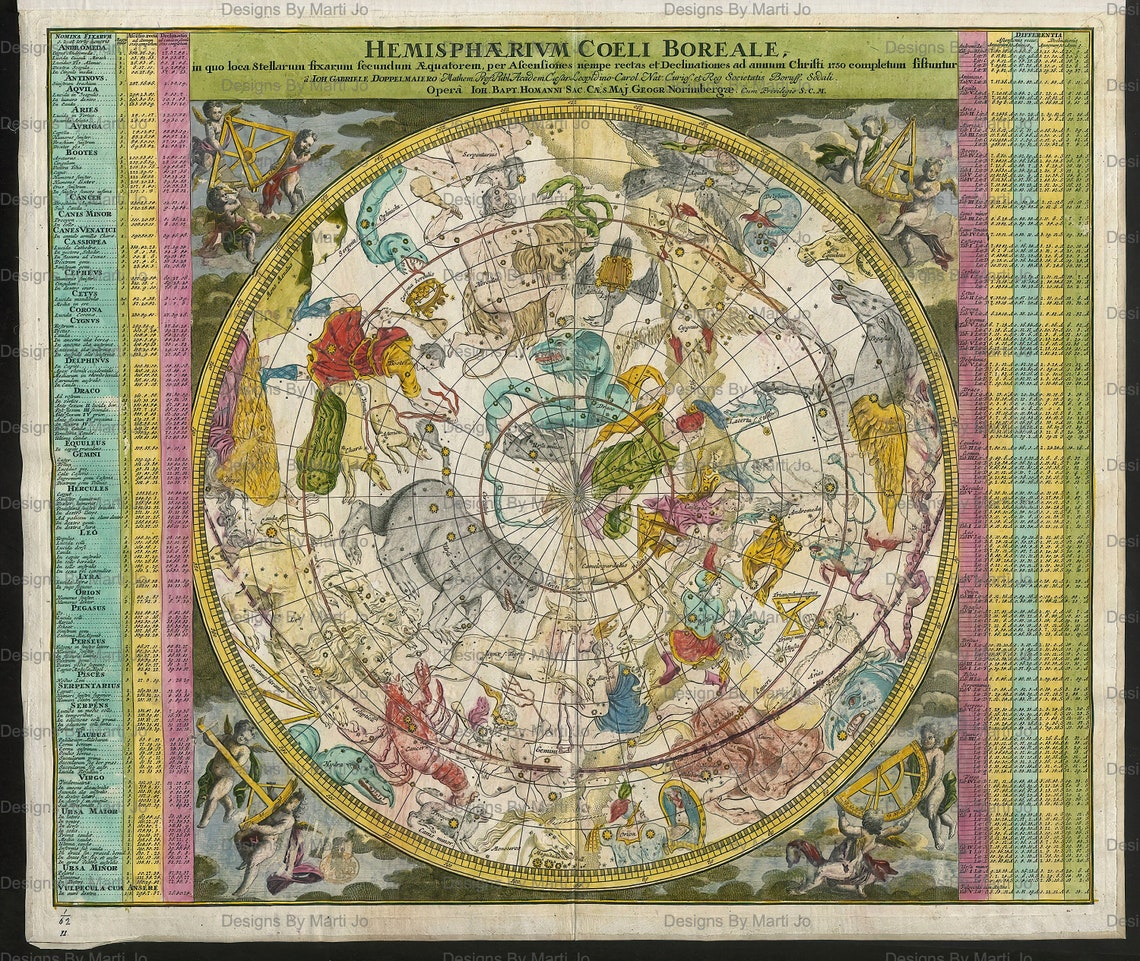 Vintage Astronomy Maps Set | 10 Antique Celestial Star Maps JPG | 11 ...
