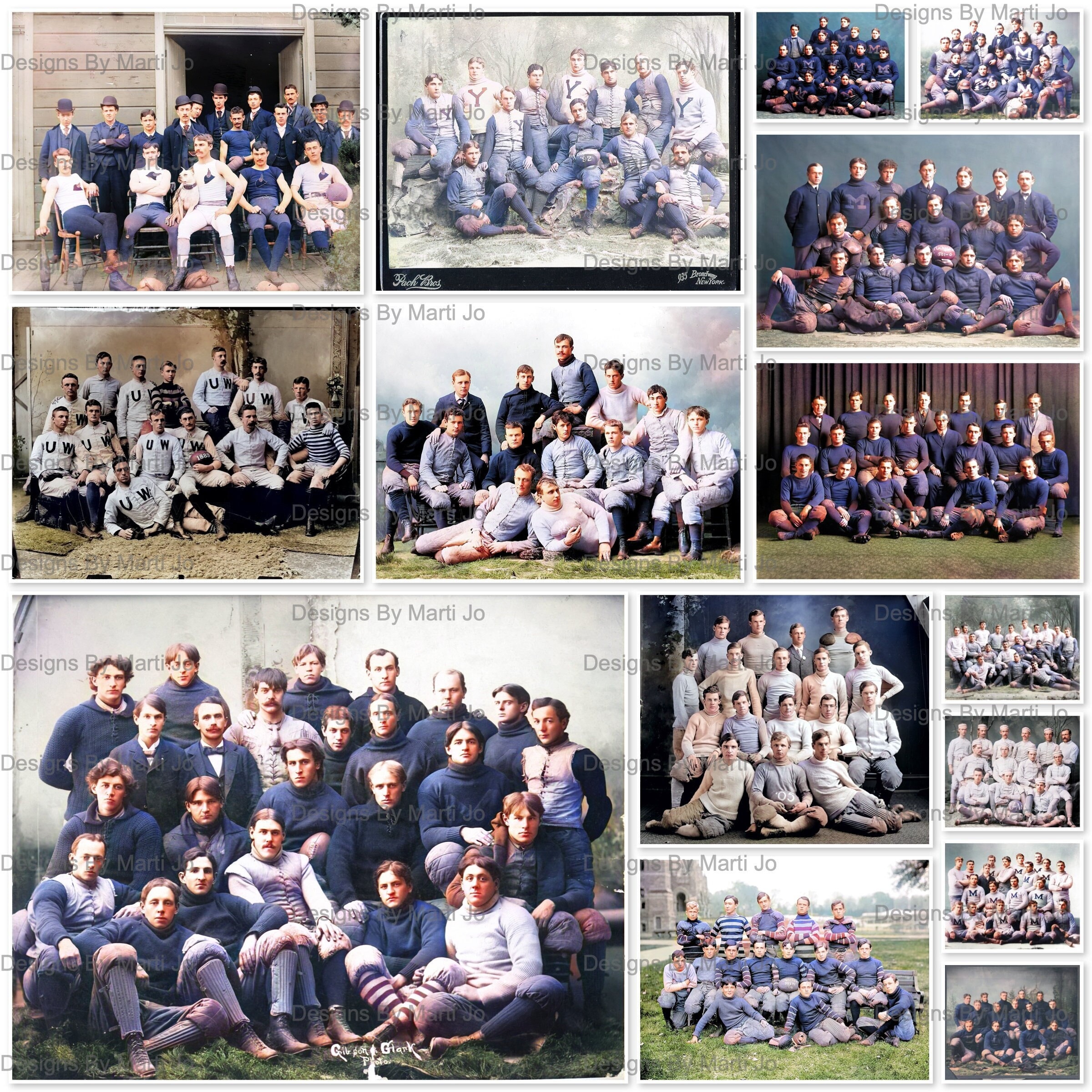 Colorized Vintage Football Team Photos 15 Printable Vintage - Etsy