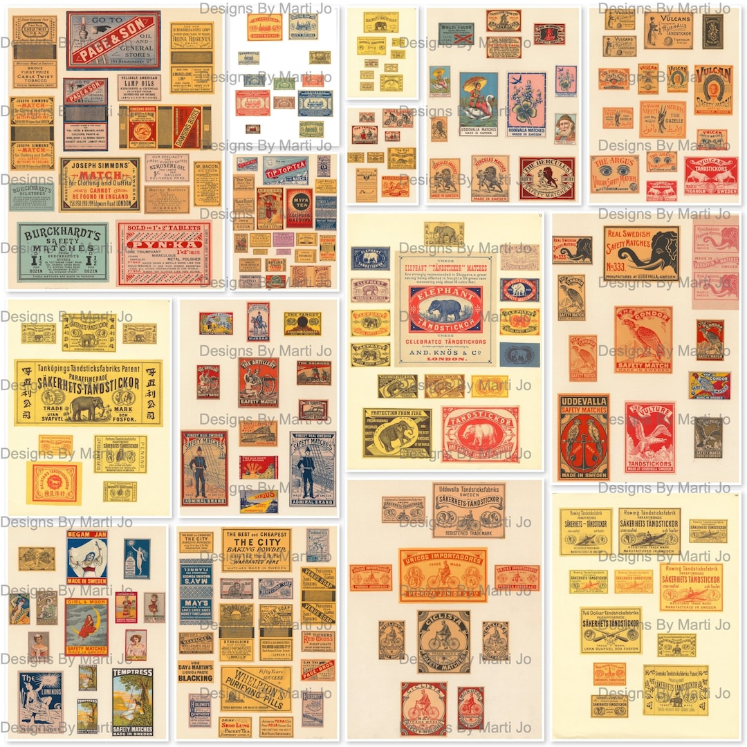 Vintage Match Box Covers | 15 Miscellaneous Antique Match Box Jpgs | 8 ...