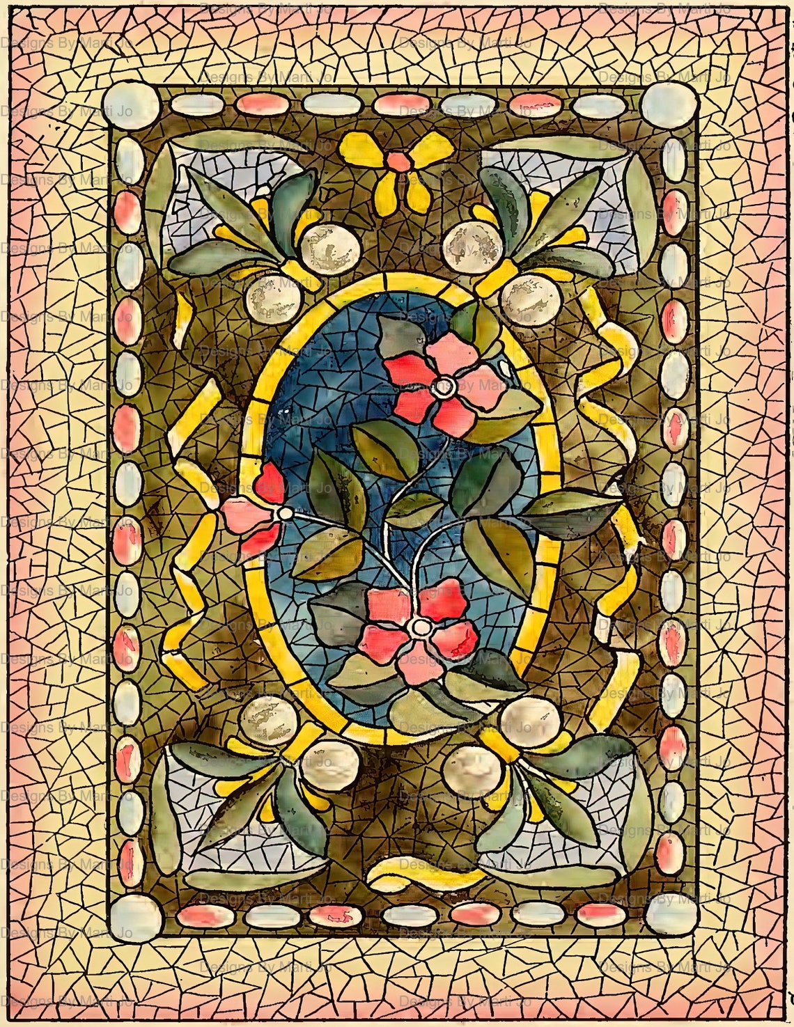 Vintage Stained Glass Patterns | 15 Stained Glass Paper Printable ...