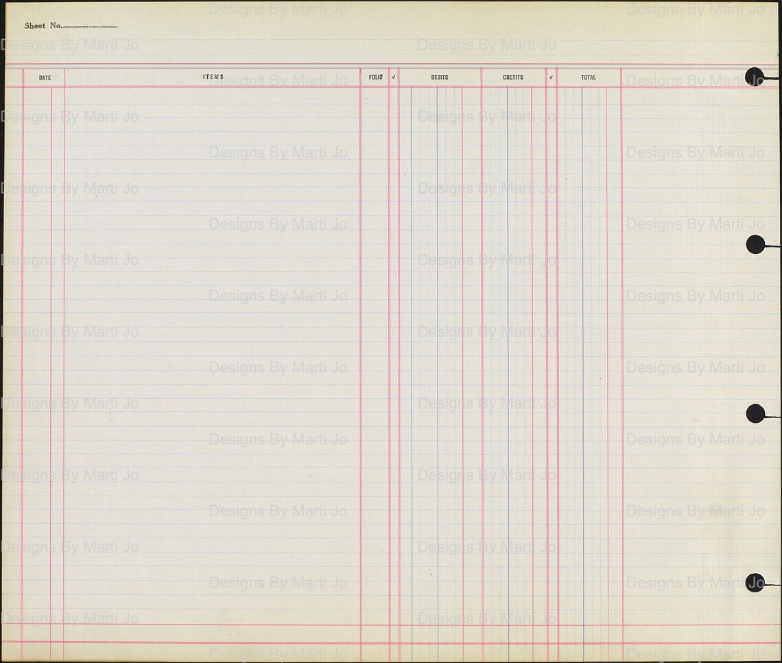 20 Blank Vintage Printable Ledger Paper JPG Pages Vintage - Etsy