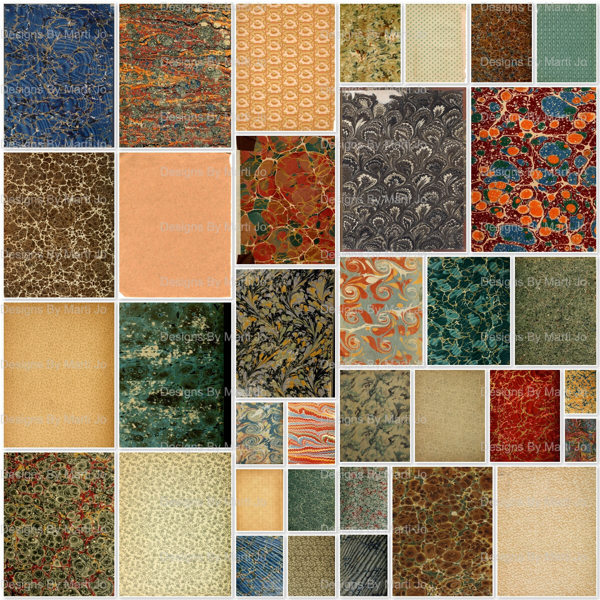 35 Vintage Printable Book Endpapers JPG Pages Budget Vintage - Etsy