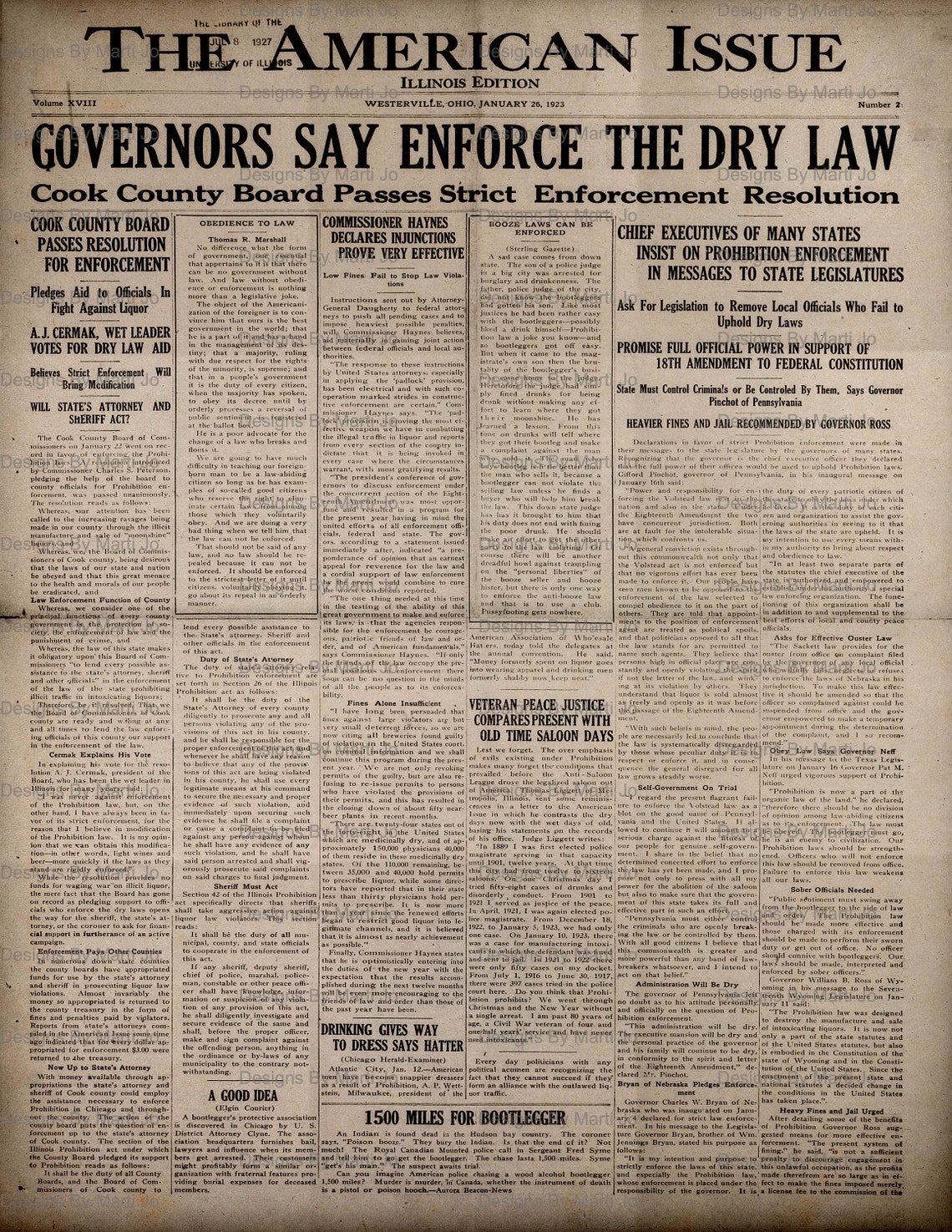 Vintage Newspaper Prohibition Front Page True Crime Journal Pages | 10 ...