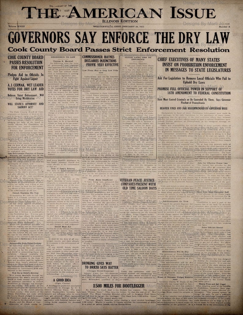 Vintage Newspaper Prohibition Front Page True Crime Journal Pages | 10 ...