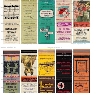 Vintage Match Book Covers Digikit 1 | 40 "ready to Use" Printable Match ...