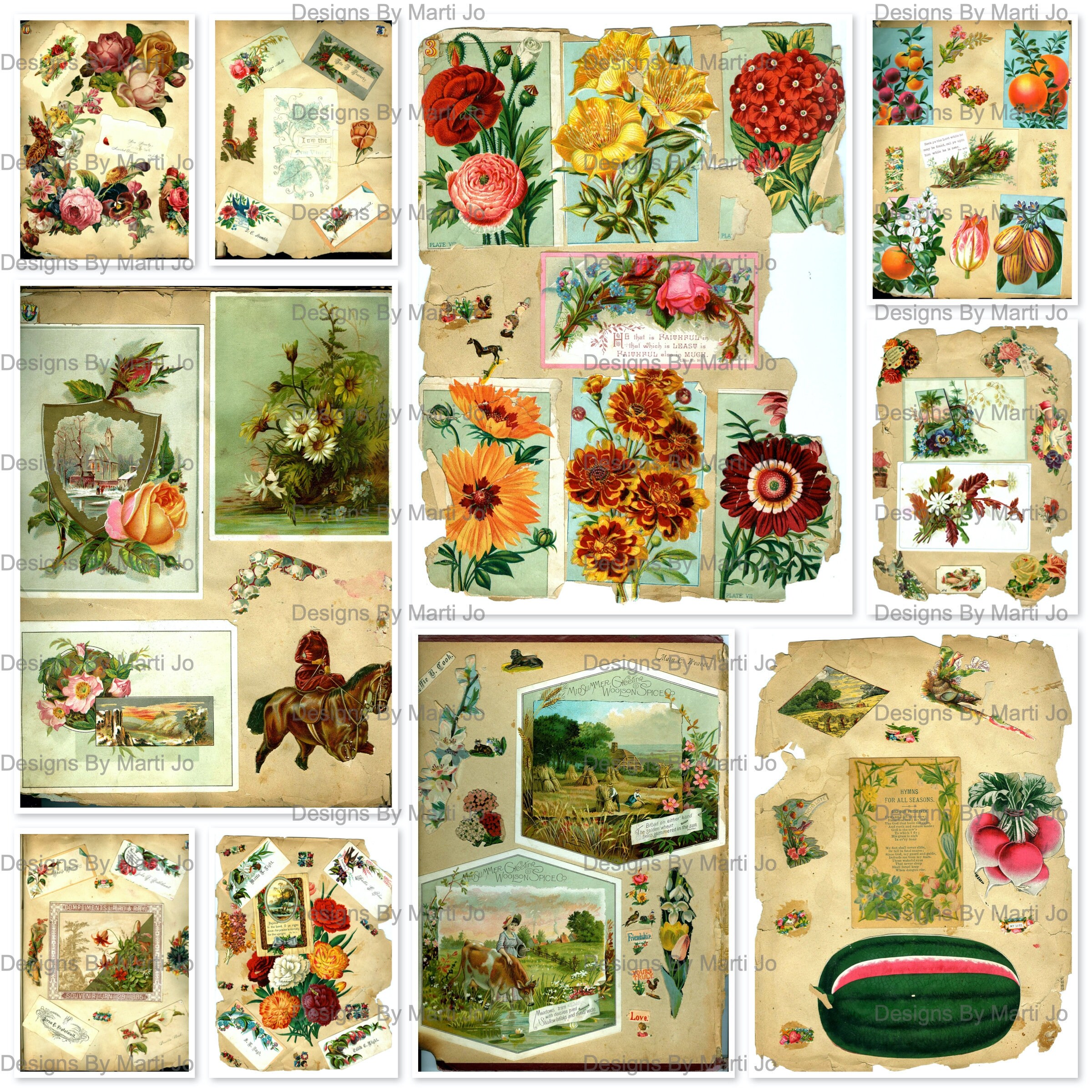 Vintage Scrapbook Pages Finished Scapbook Pages Instant | Etsy