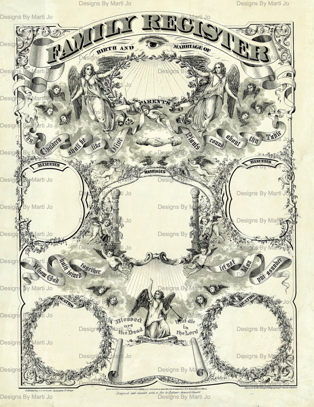 Antique Family Register | Vintage Family Record Template | Genealogy ...