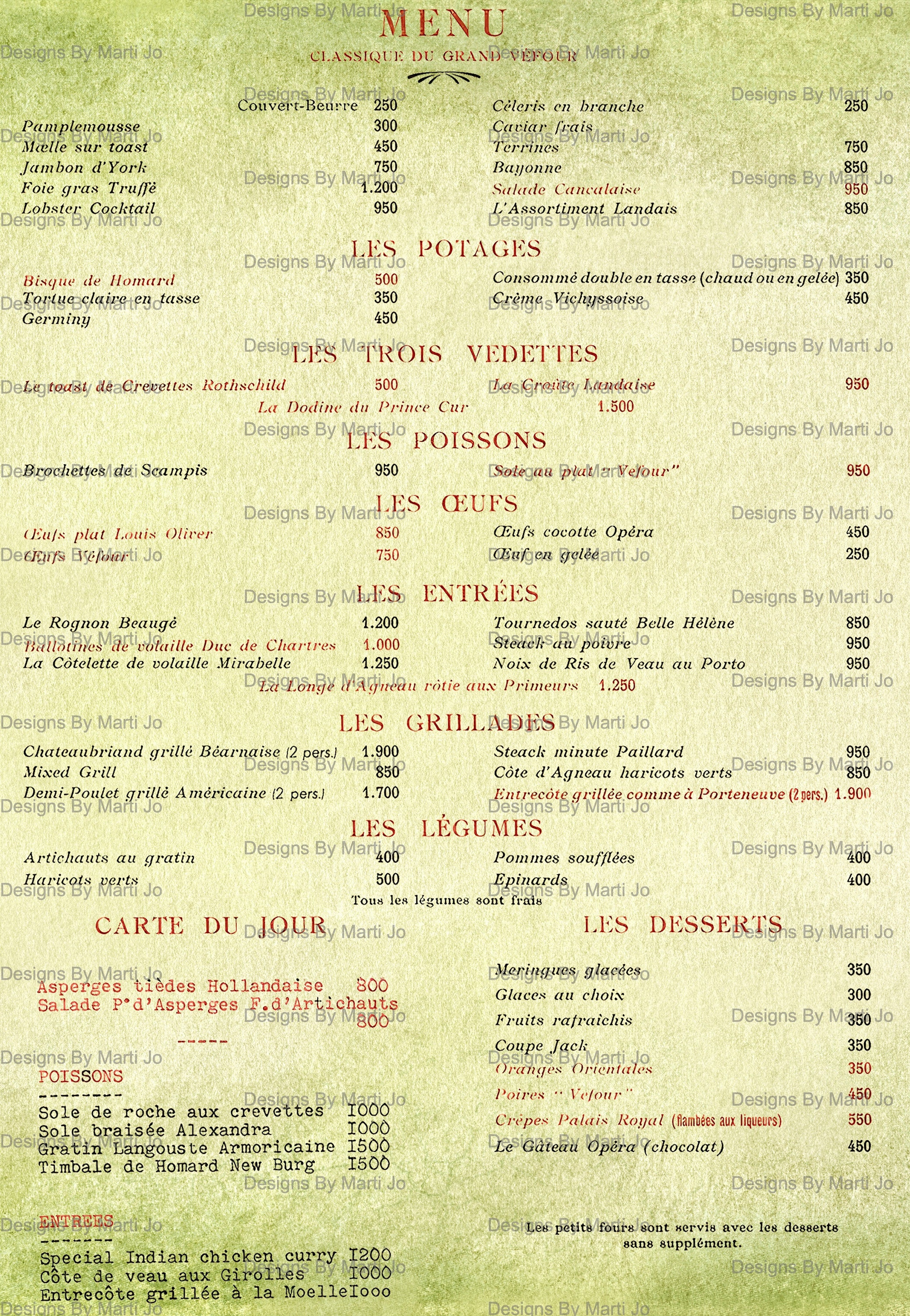 15 Vintage French Restaurant Menu PNG Overlays | Printable Antique ...