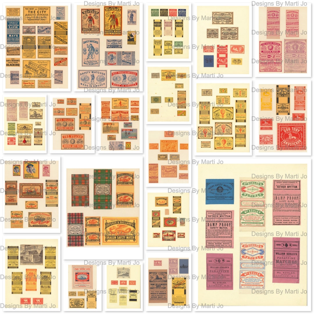 Rare Match Box Templates | 20 8.5 X 11 Inch Antique Swedish Matchbox ...