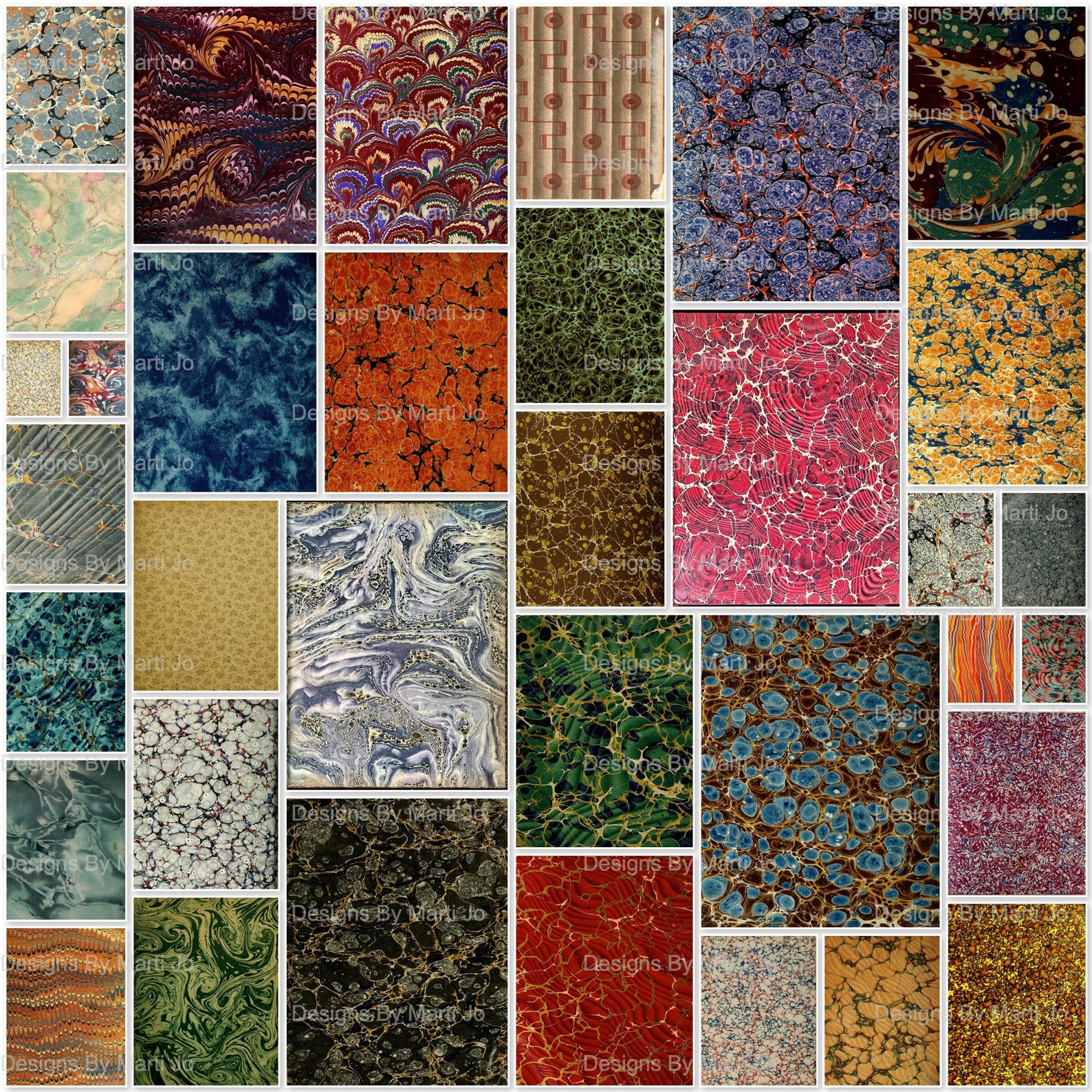35 Vintage Printable Book Endpapers JPG Pages Set 3 | Budget Decorative ...