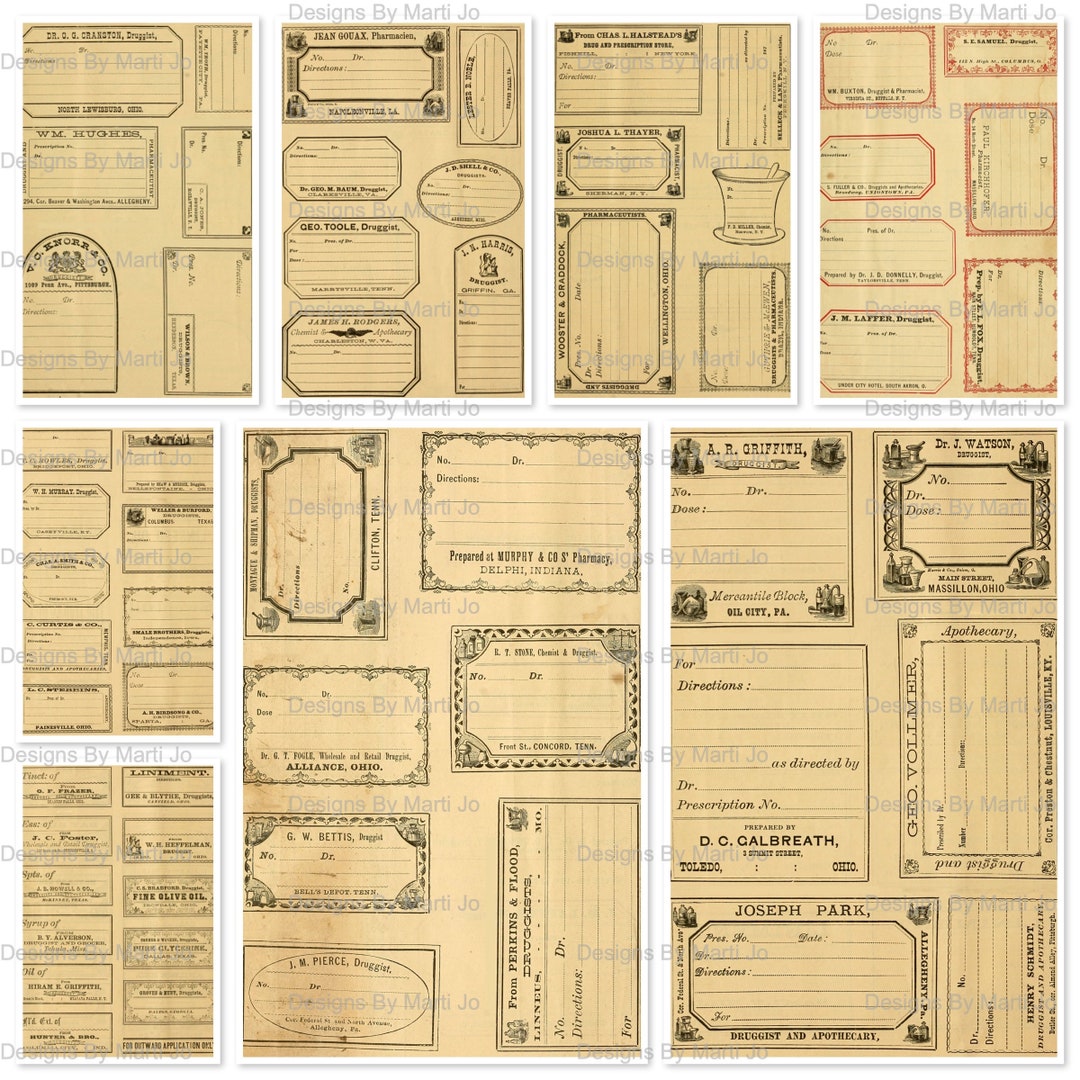 Apothecary Labels Vintage Blank Apothecary Labels Antique Digital ...