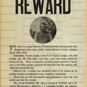 Vintage Missing Person Reward Posters | 50 Printable Jpgs | True Crime ...