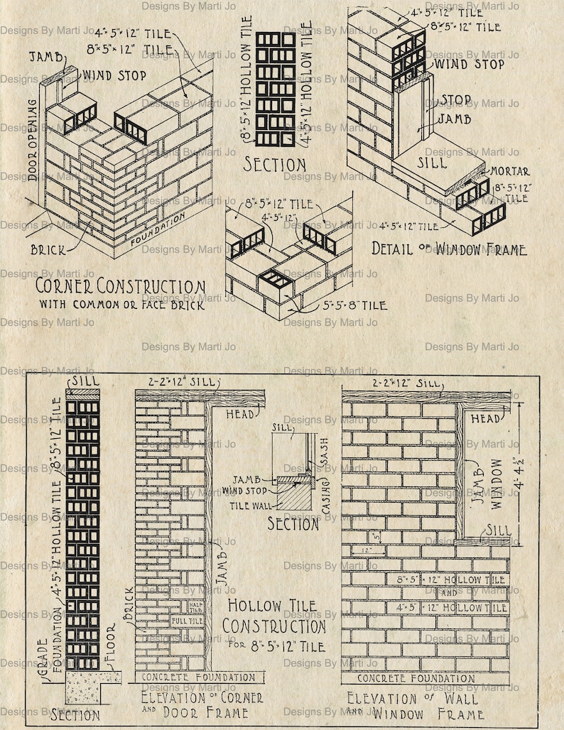 Vintage Architecture Print Drawings PNG Overlays | 20 Vintage ...