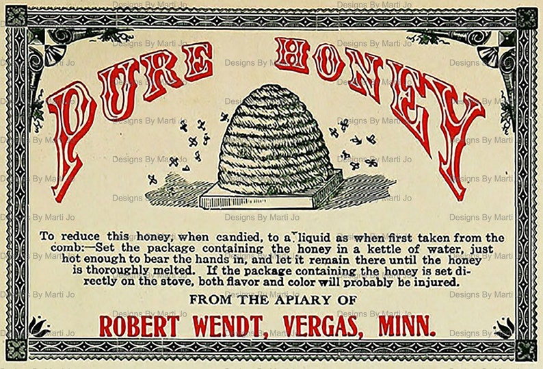 Antique Honey Labels Kit | 38 Printable Vintage Honey Related JPG ...
