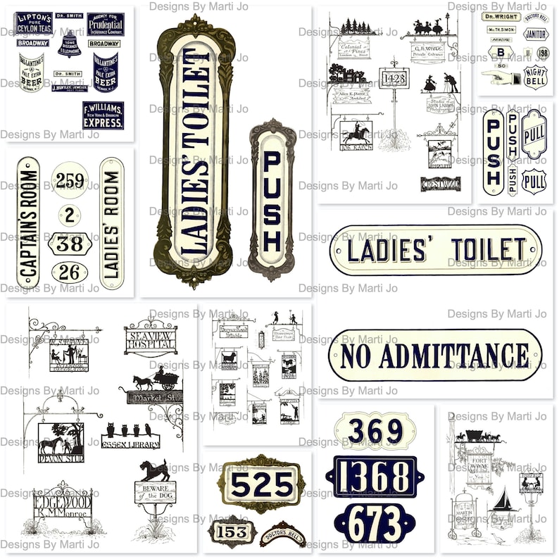 Vintage Signs | Antique Signs Clipart | Instant Download | Commercial ...