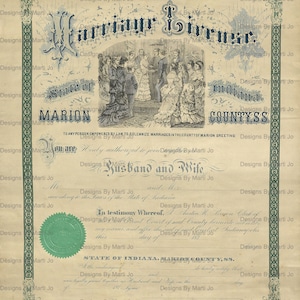 Vintage Marriage Certificates Super Bundle Set 2 | 15 Printable JPG ...