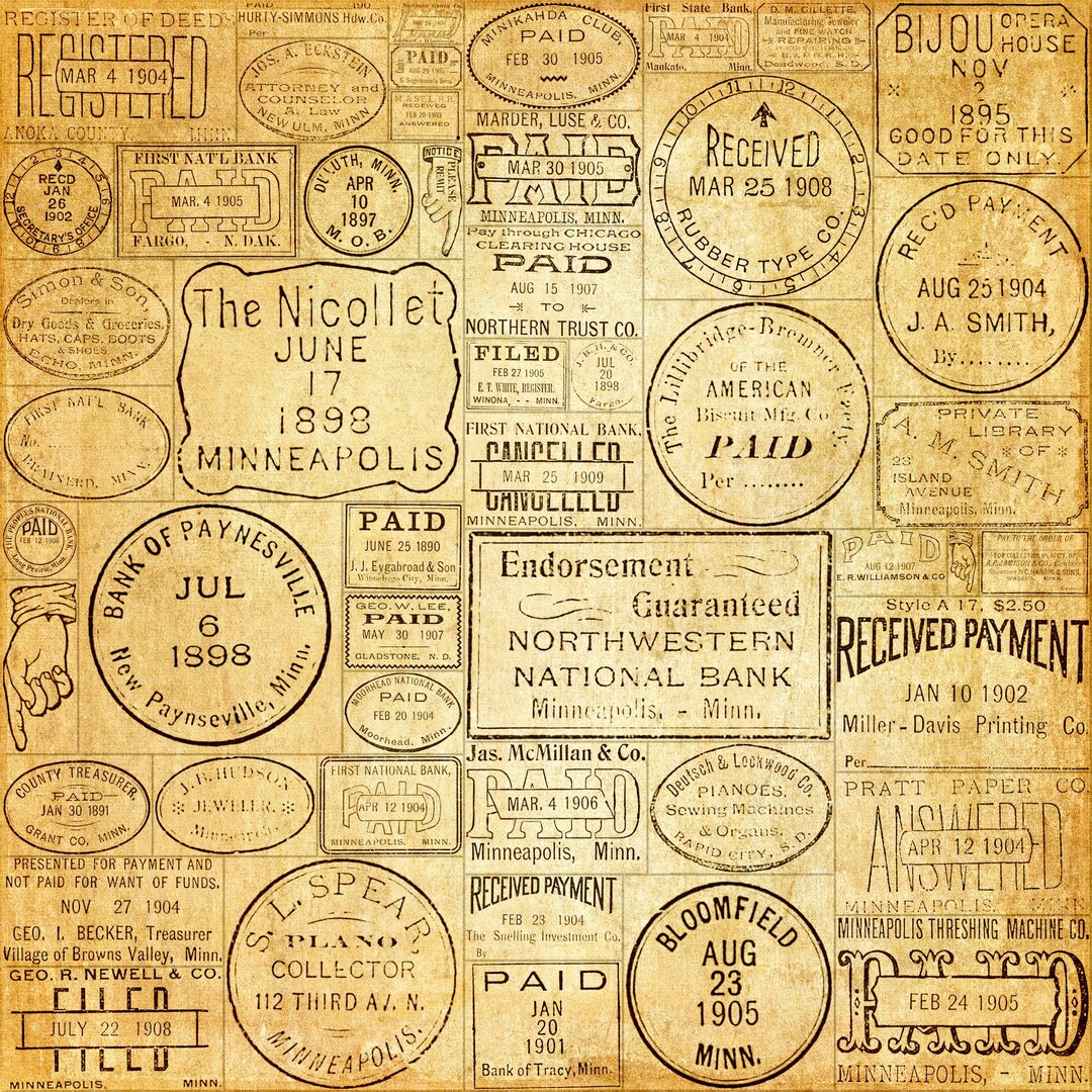 Digital Rubber Stamp Overlays | 50 Individual PNG Files of Vintage ...