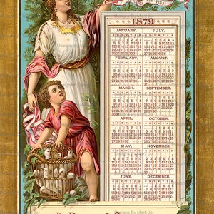 Colorful Set of 12 Vintage Calendars | Printable Antique Calendars ...