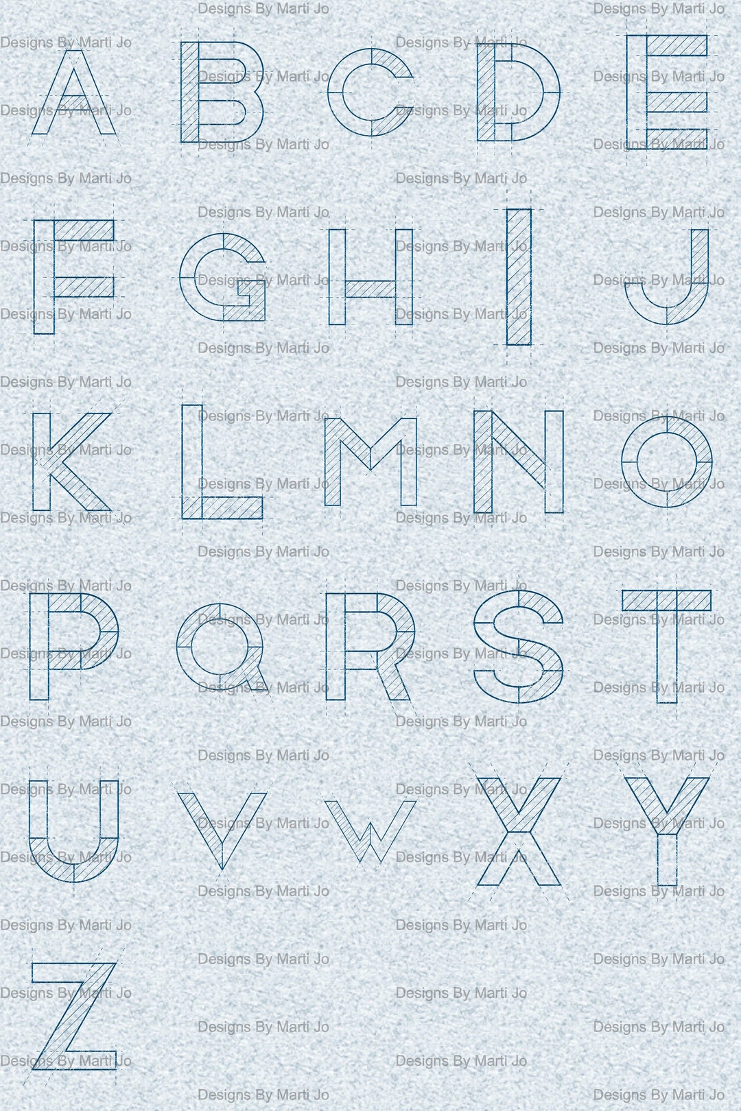 Architecture Letters Only | Printable Blueprint Letters | Instant ...