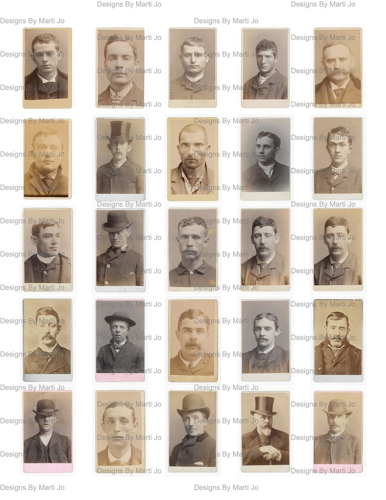 Vintage Criminal ID Picture Cards | 100 Mugshot Images on 4 Printable 8 ...