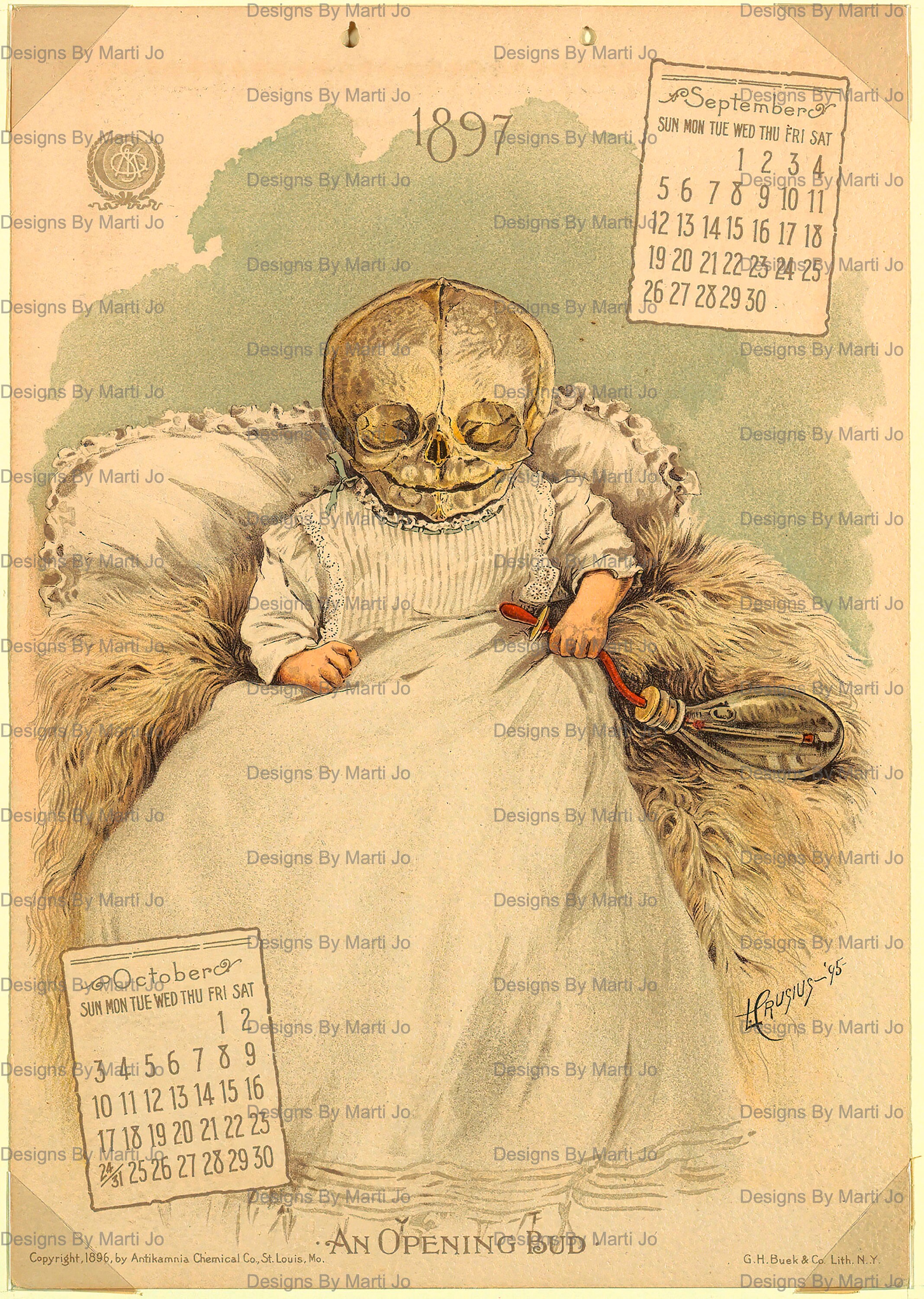 Vintage Skull Calendar Images 19 Antique Antikamnia Drug JPG - Etsy