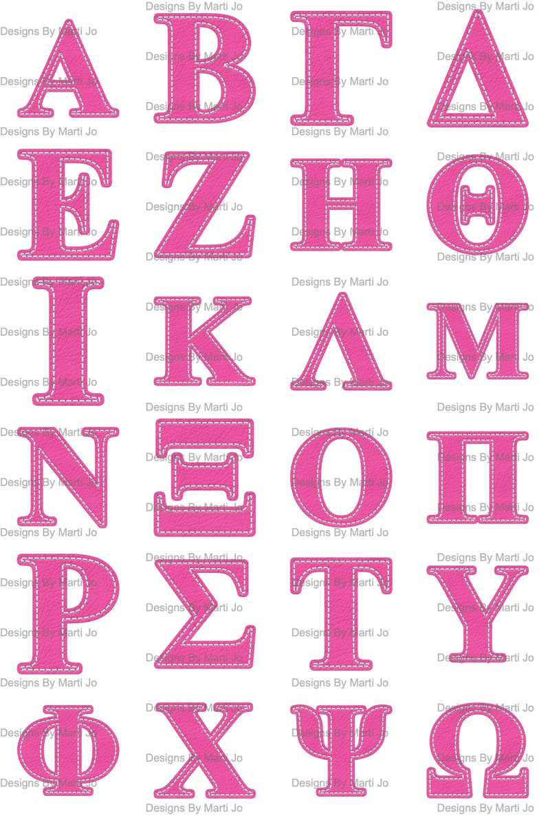 Hot Pink Greek Sorority Letters PNG | Instant Download Alphabet Clipart ...