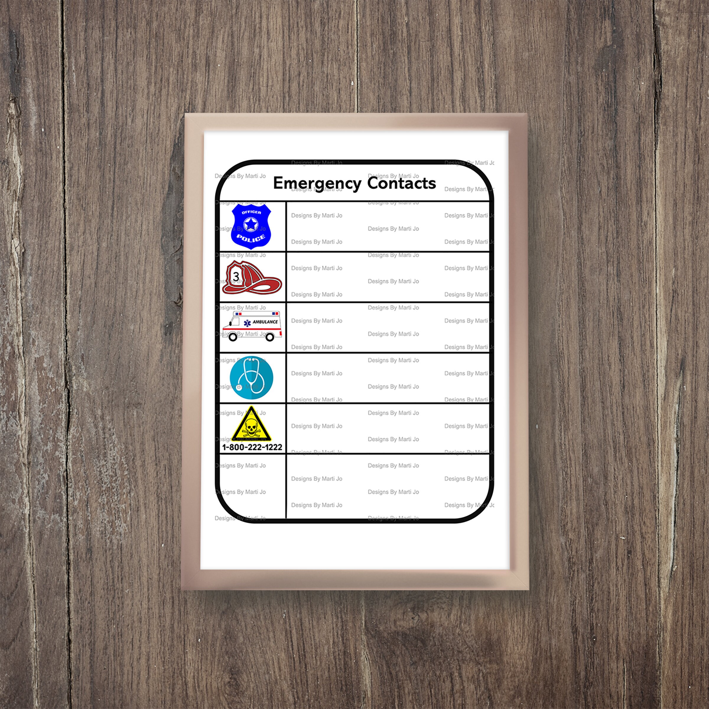 Emergency Numbers Printable PDF Emergency Contact Sheet Etsy